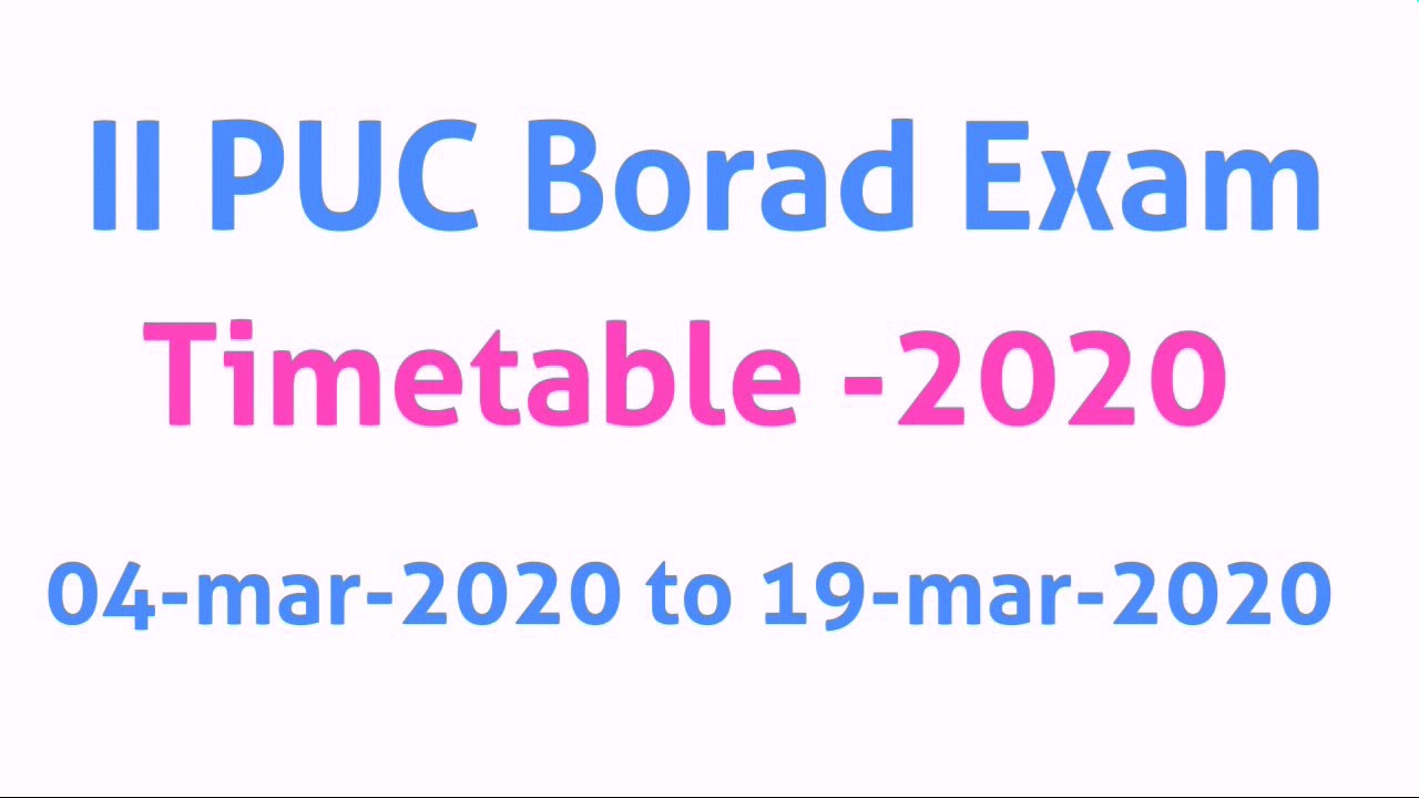 2nd puc board exam timetable 2020 - YouTube