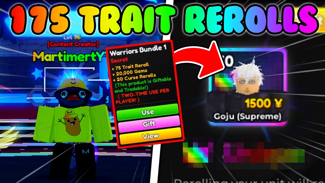 USING 175 TRAIT REROLLS TO GET UNIQUE! In Anime Realms - YouTube