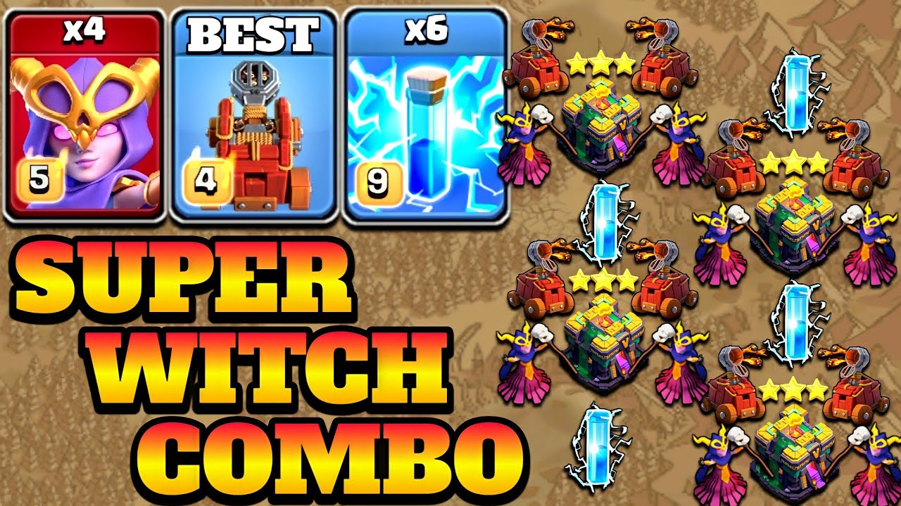 Super Witch + Zap Spell + Flame Flinger Combination!! Clash of Clans ...