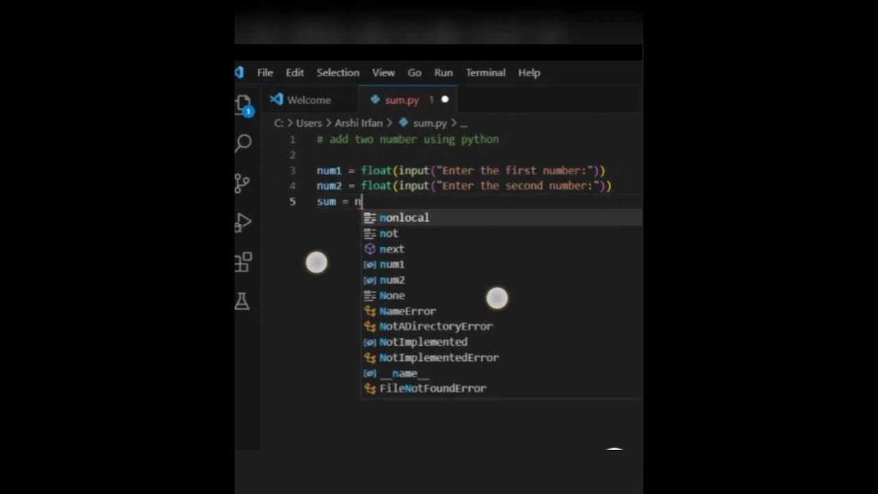 Adding Two Numbers Using Python Shorts Python Youtube 0718
