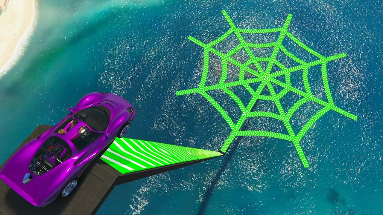 GTA 5 - Spider Web Ramp Race! - YouTube