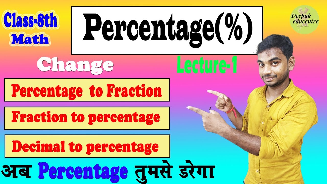 Percentage || Class 8 || Percentage to Fraction || Decimal to ...