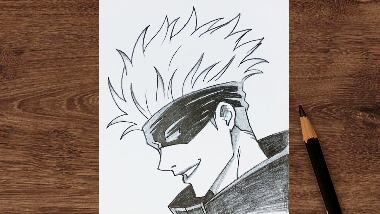 Easy gojo drawing | How to draw draw gojo satoru half face step-by-step ...