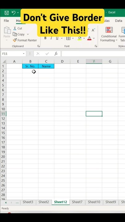 Don't Give Border in Excel ‼️ Instead Use Wonderful Excel Trick #exceltips #exceltricks #shorts ...