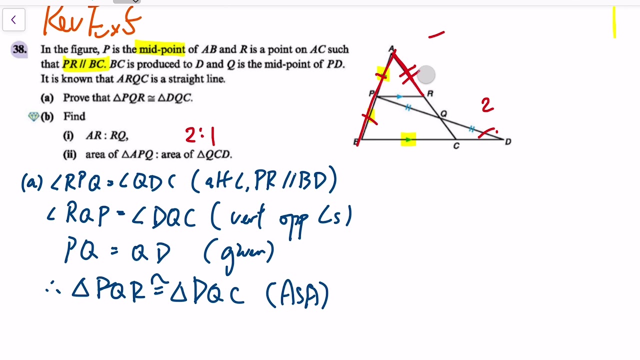 S3 Ch5 Mid point theorem intercept theorem 中點定理 截線定理 - YouTube