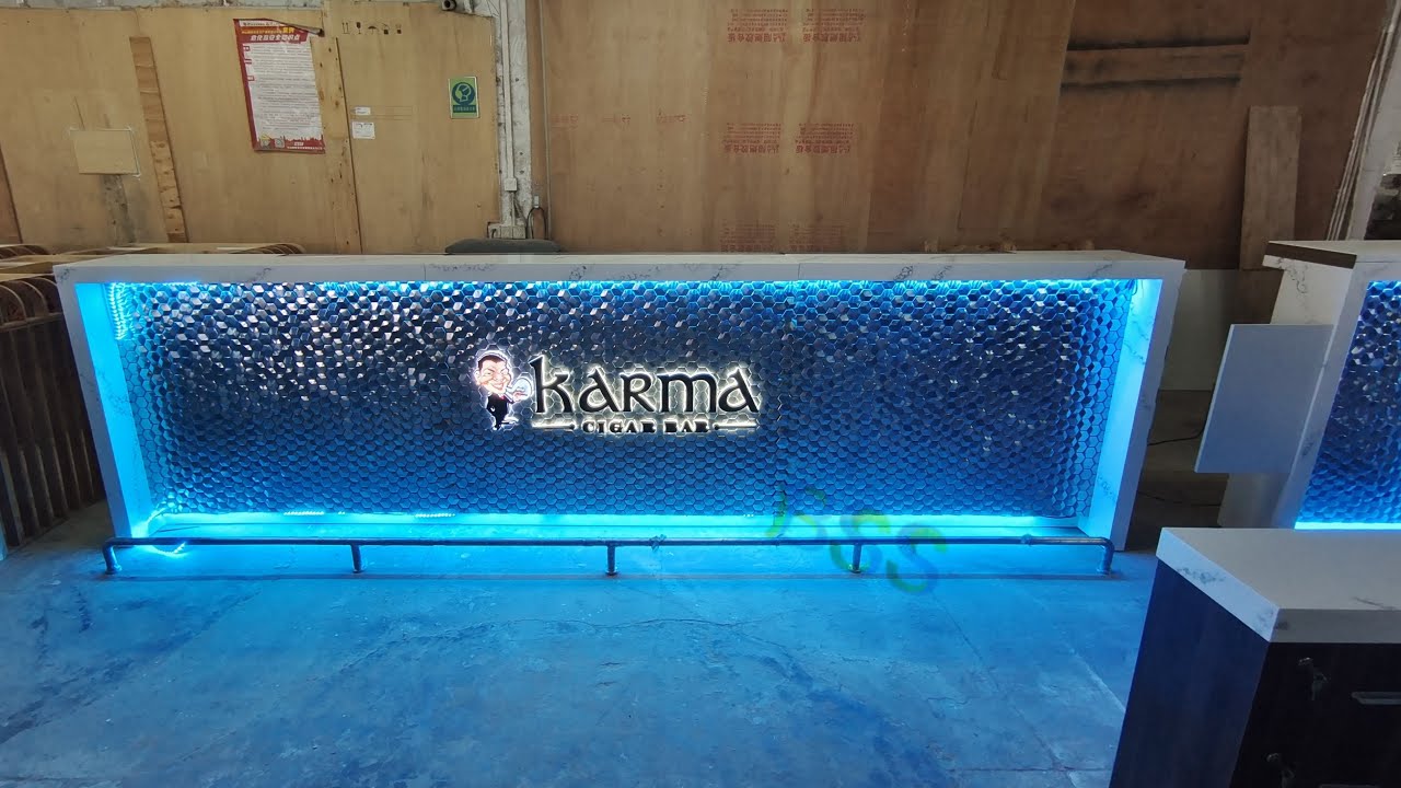 Modern Design Led Light Custom Logo Bar For Restaurant - YouTube