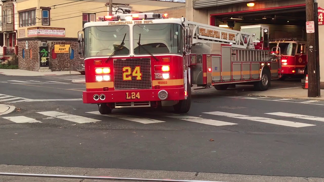 PHILADELPHIA FIRE DEPARTMENT LADDER 24 & ENGINE 41 RESPONDING IN WEST ...