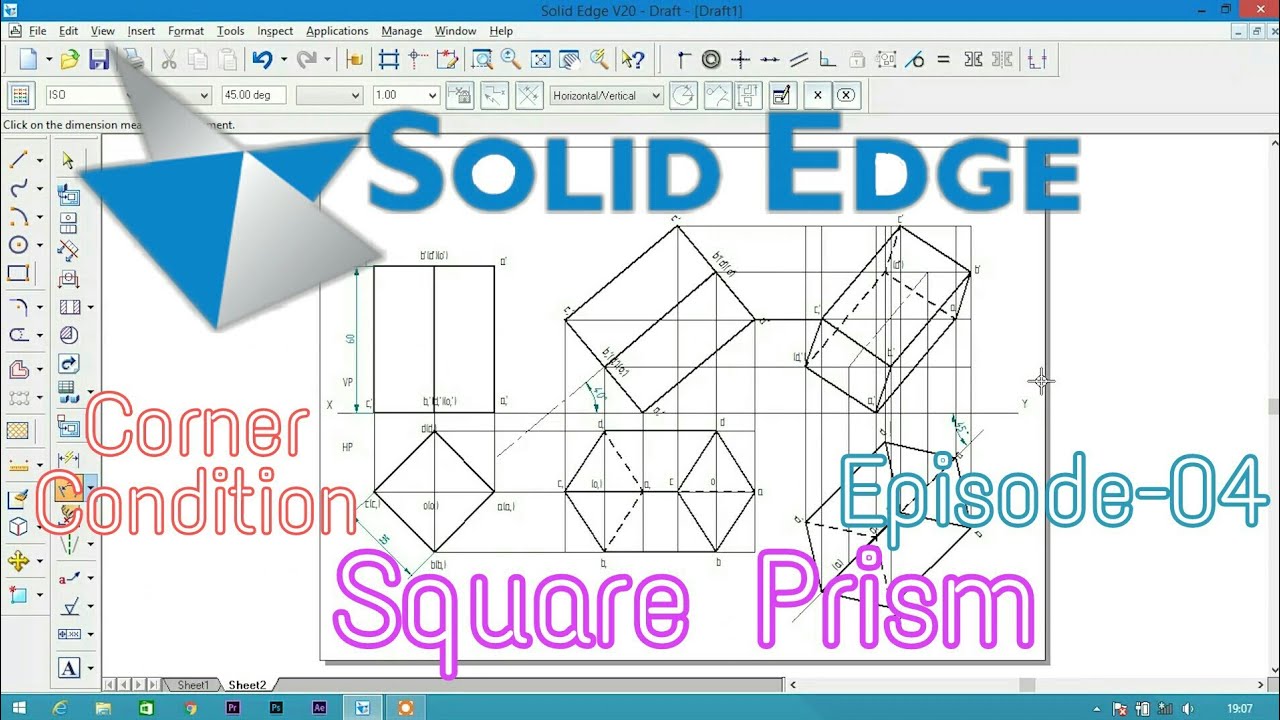 Square Prism Corner condition | Projections of Solid | Episode-04 ...