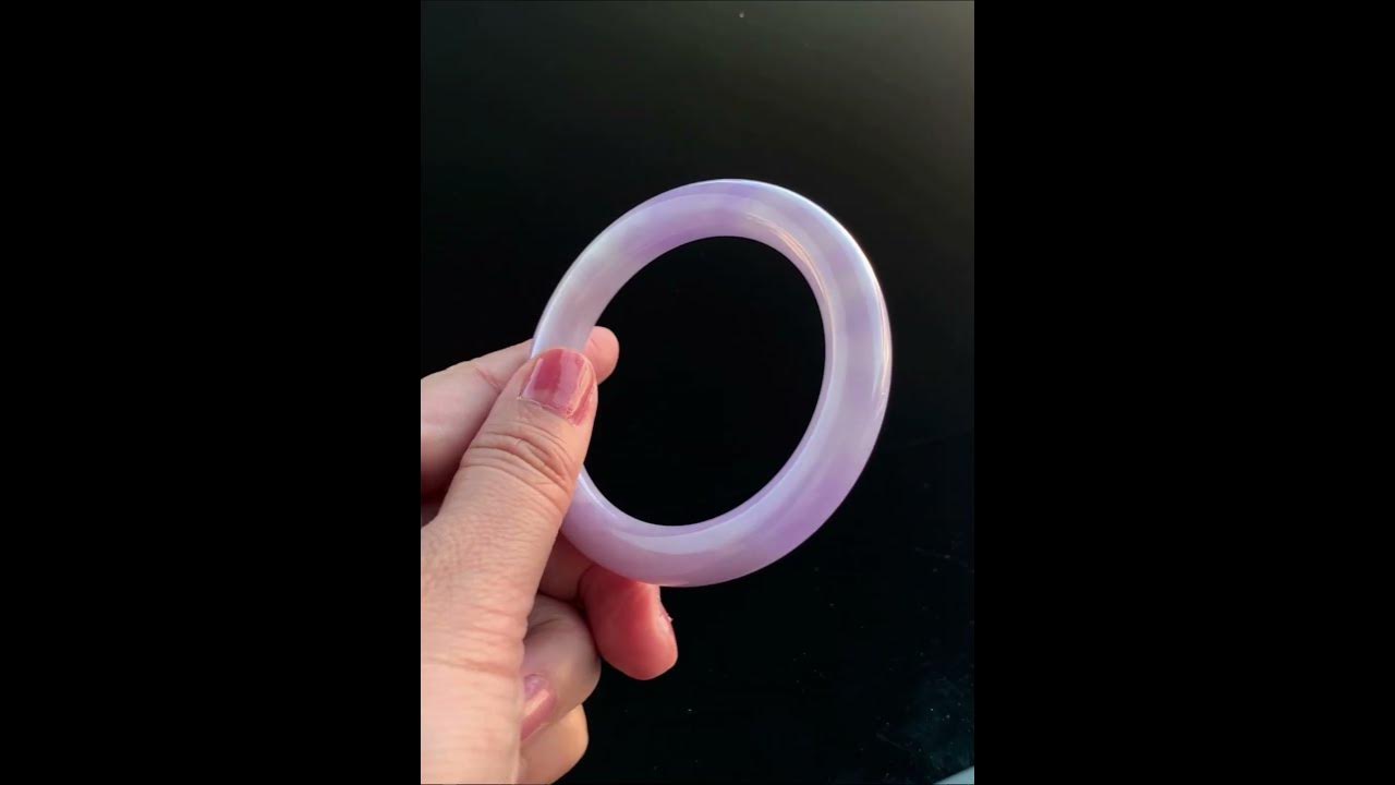 冰種紫羅蘭翡翠圓骨玉鐲 #57mm - YouTube
