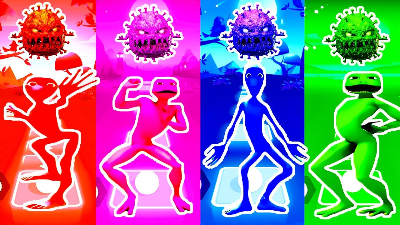 ALIEN DANCE GREEN 🆚 BLUE 🆚 YELLOW 🆚 RED 🆚 PURPLE | Tiles Hop EDM Rush ...