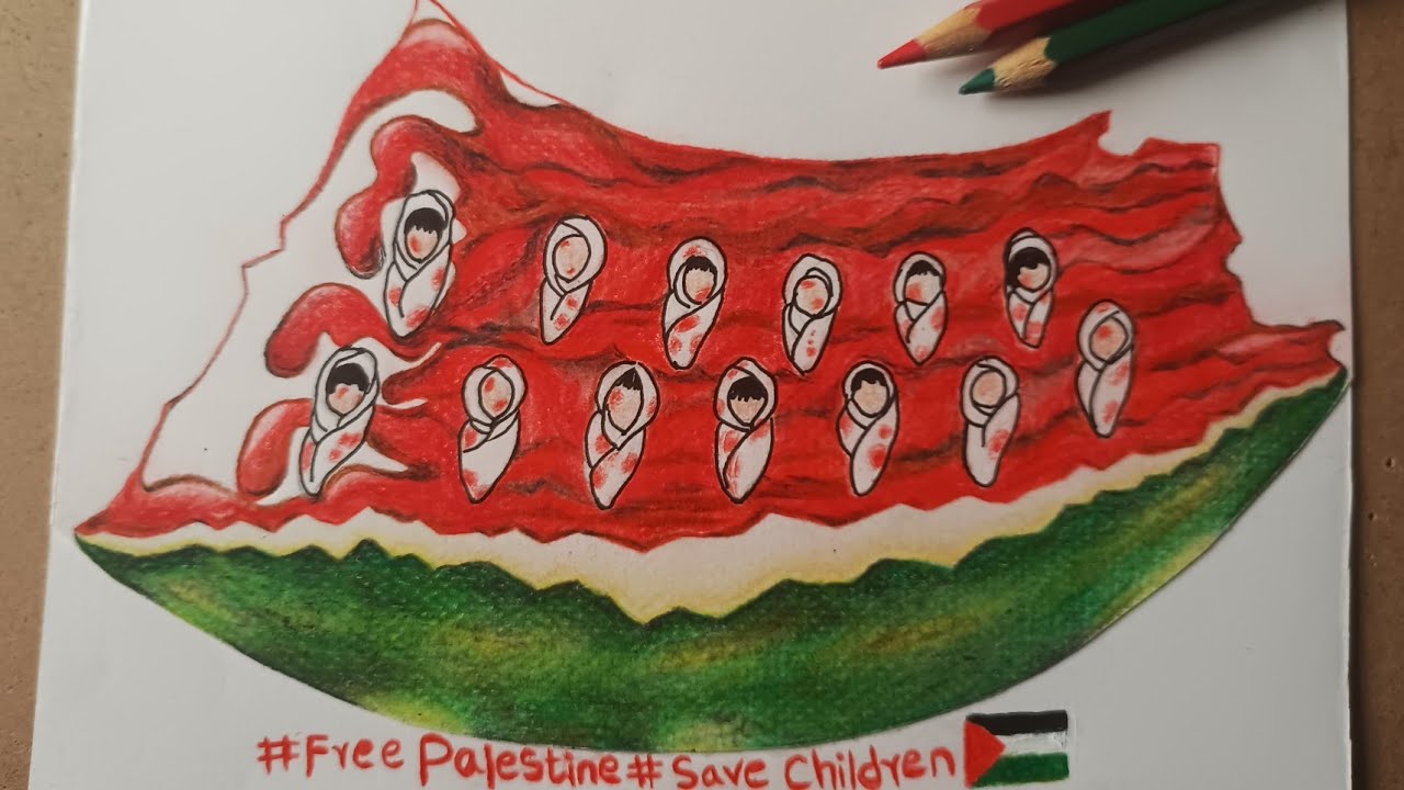 How to draw Palestinian Art | pray for palestine | save children🍉 - YouTube