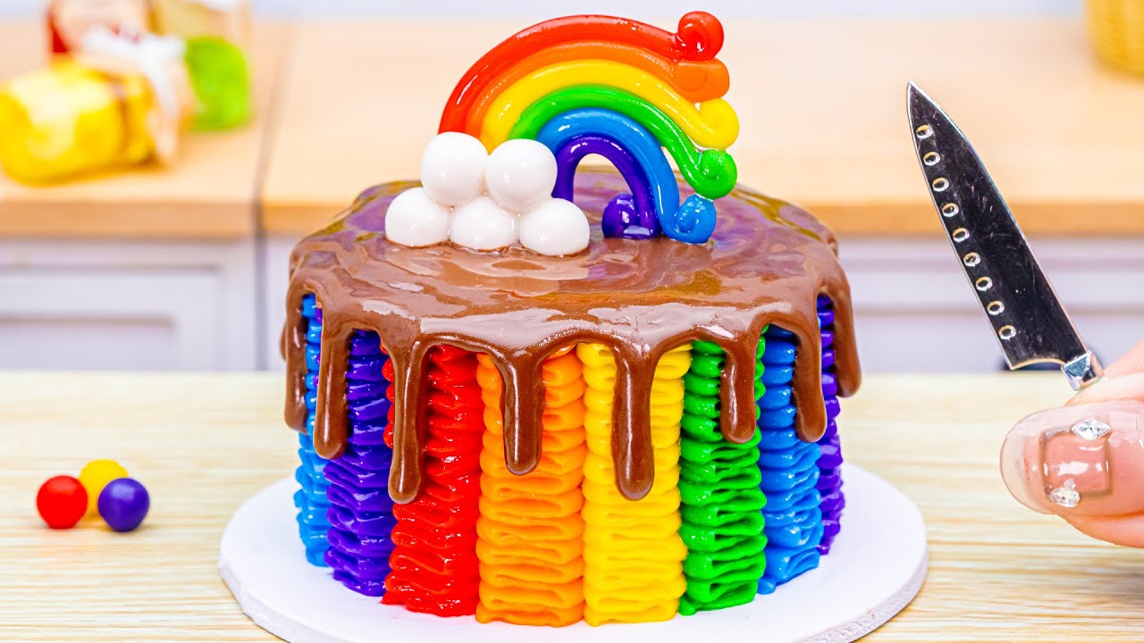 Beautiful Mini Rainbow Cake Decorating🌈How To Make Miniature Rainbow ...