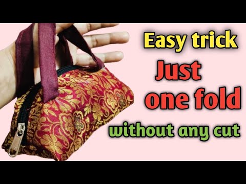 Just one fold and beautiful bag is ready ️बिना कट किये हैंडबैग बनाया ...