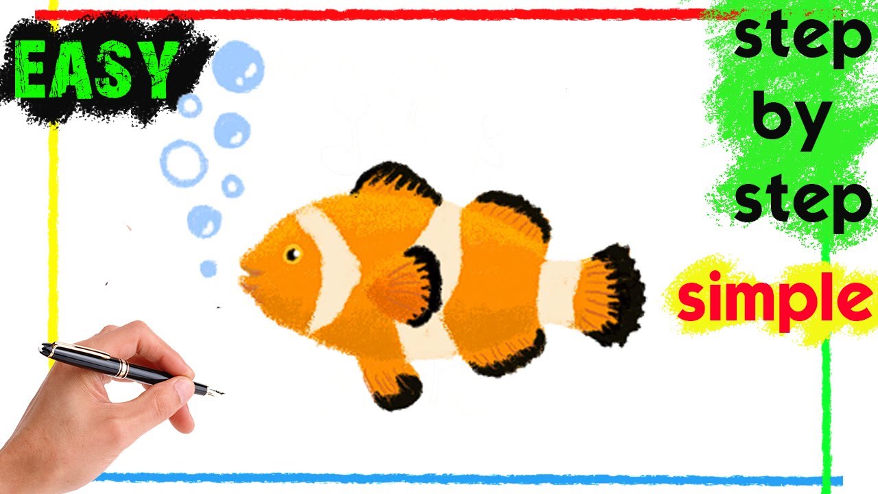 How To Draw Nemo Fish From Finding Nemo Easy Drawing - YouTube