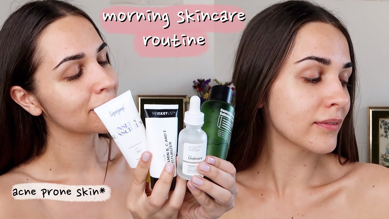 MY MORNING SKINCARE ROUTINE FOR ACNE PRONE SKIN | the ordinary, purito ...