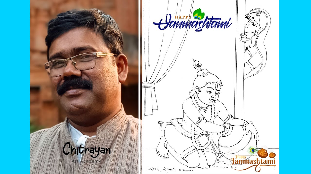 Krishna Janmashtami Drawing | Janmashtami Drawing Easy Step By Step ...