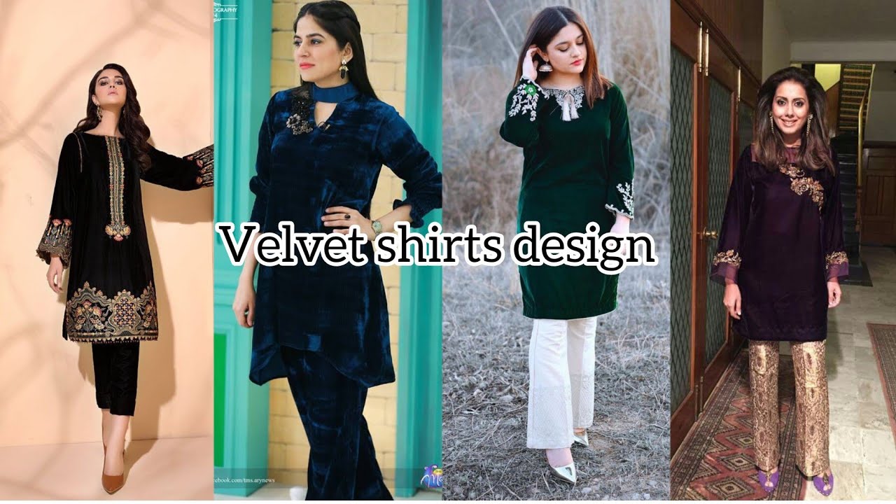 Velvet shirts designs|winter dress design|velvet dress design - YouTube