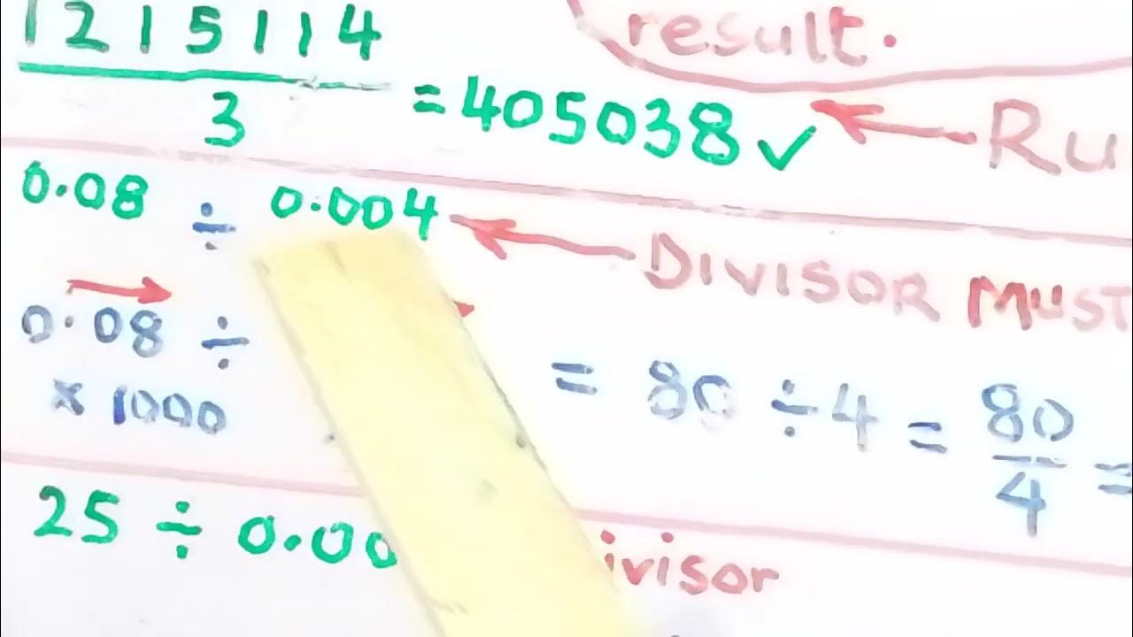 MATHEMATICS (YOU MUST MAKE THE DECIMAL DIVISOR A WHOLE NUMBER) IN THE DIVISION OF DECIMAL. - YouTube