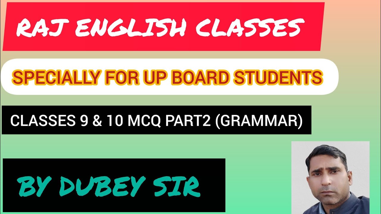 English Grammar For Up Board students - Classes 9&10 MCQ Part 2 Based ...