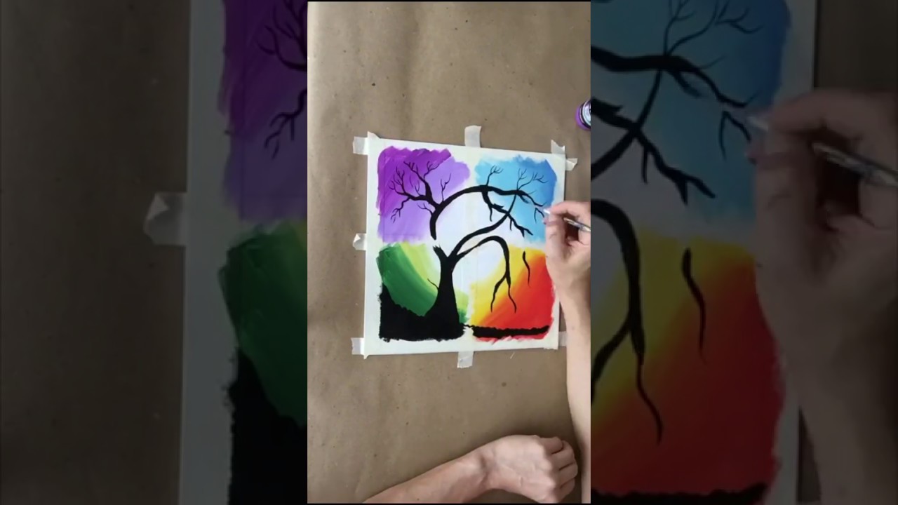 CÓMO PINTAR UN ÁRBOL DE MANERA FÁCIL Y RÁPIDA en TODAS las ESTACIONES ...