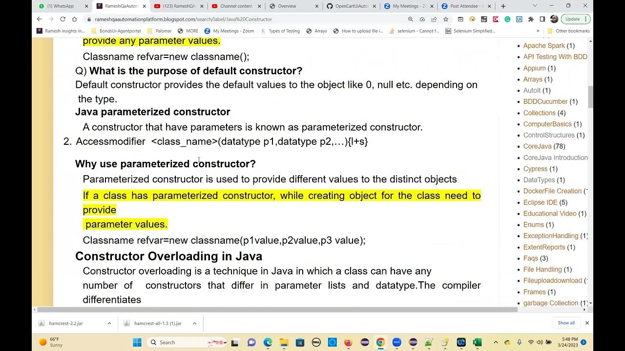 CoreJava OOPS Constructor Inheritance Programs March 24 2023 - YouTube