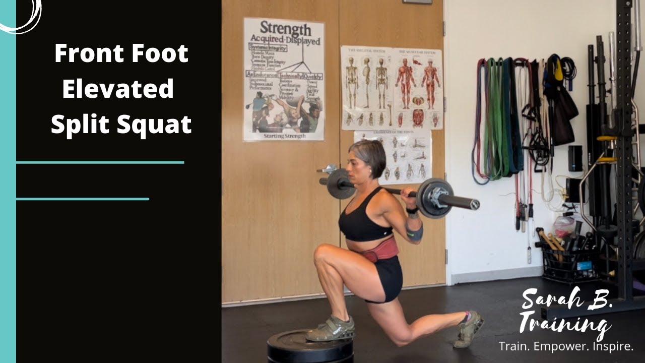 Front foot elevated barbell split squat - YouTube