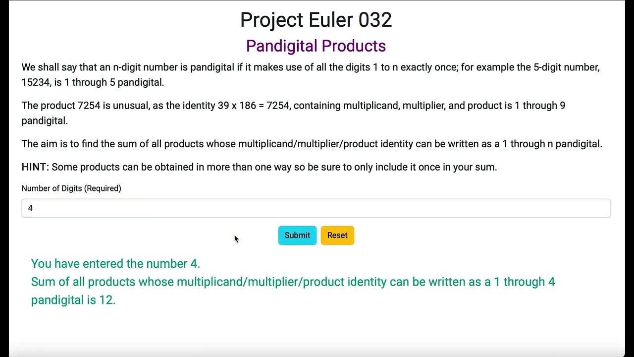 Project Euler 032 Pandigital Products Youtube