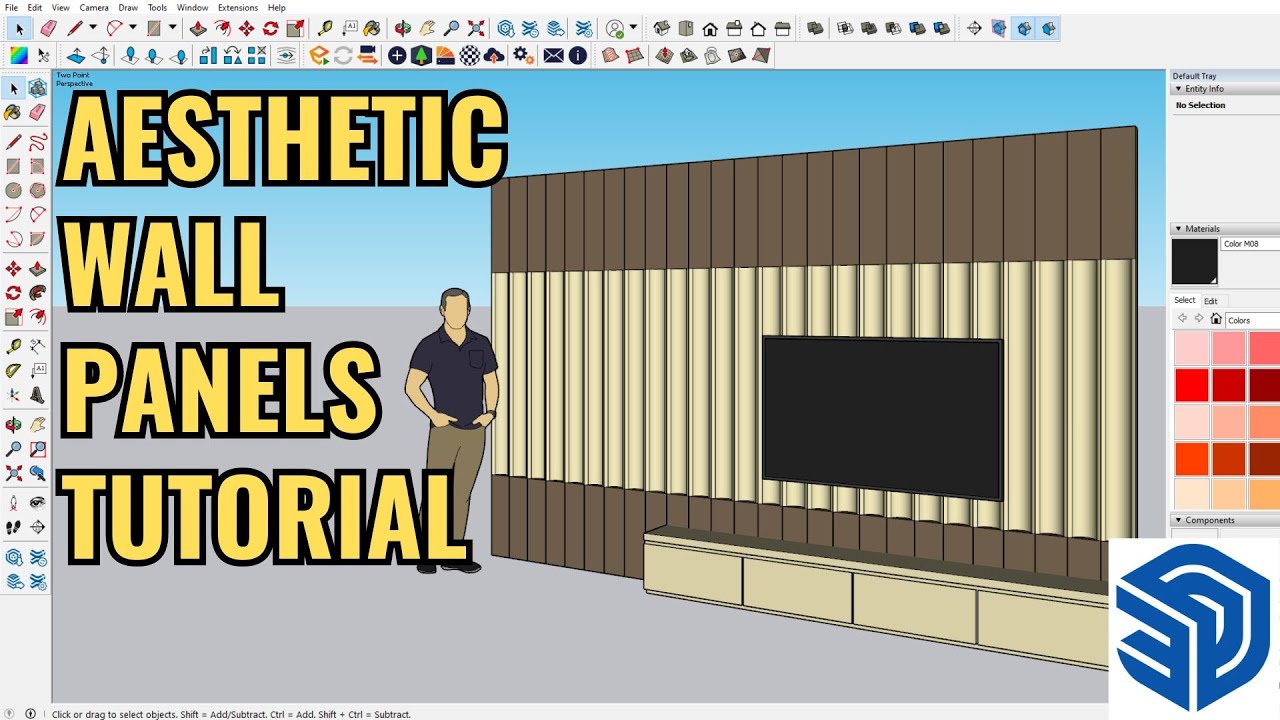 Sketchup Pro Tutorial How to make unique TV wall panel decorations in ...