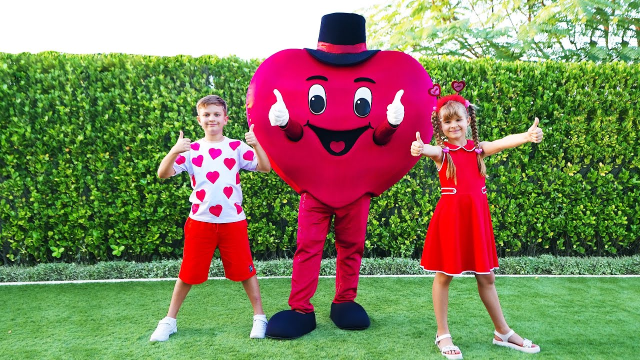 Diana and Roma Happy Valentine's Day Challenge - YouTube