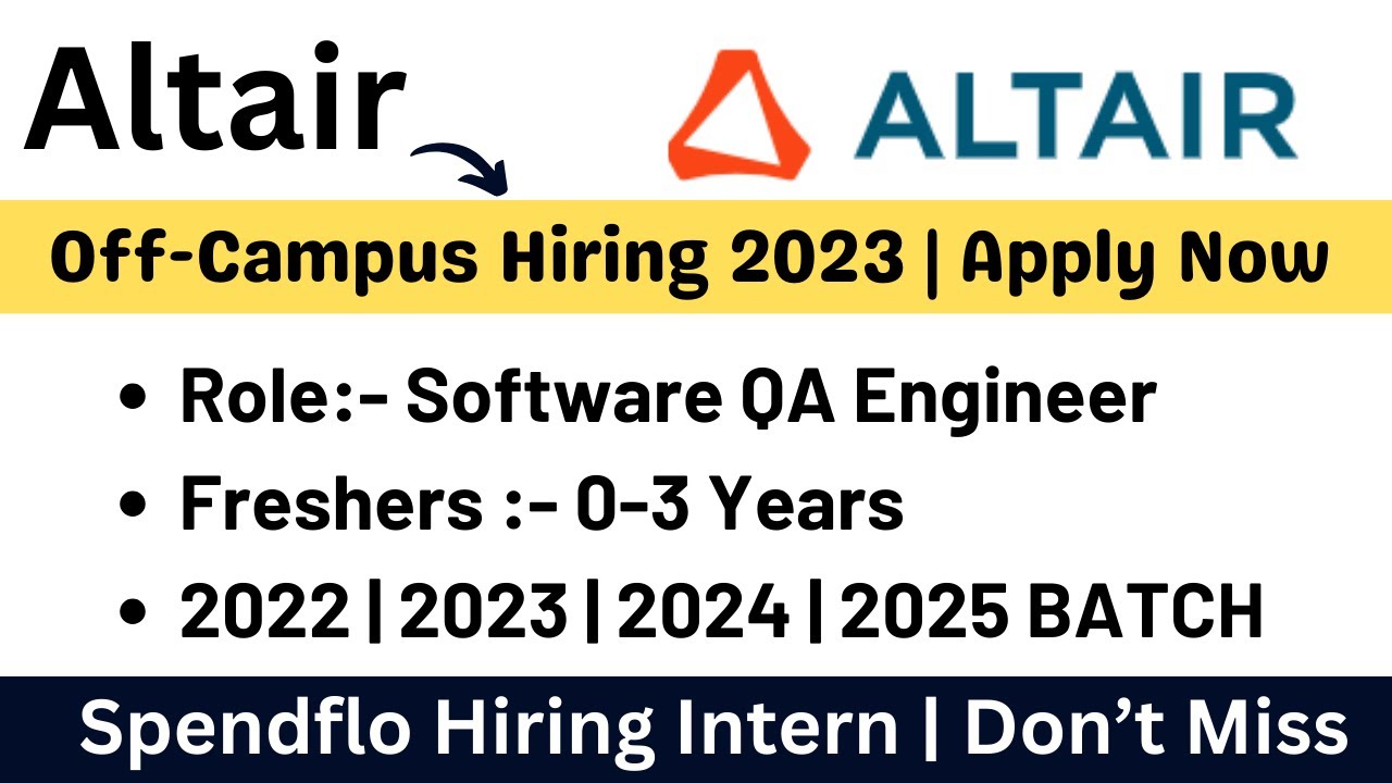 Altair Off-Campus Hiring 2023 | Freshers Can Apply | 2022 | 2023 | 2024 |2025 BATCH | Job ...