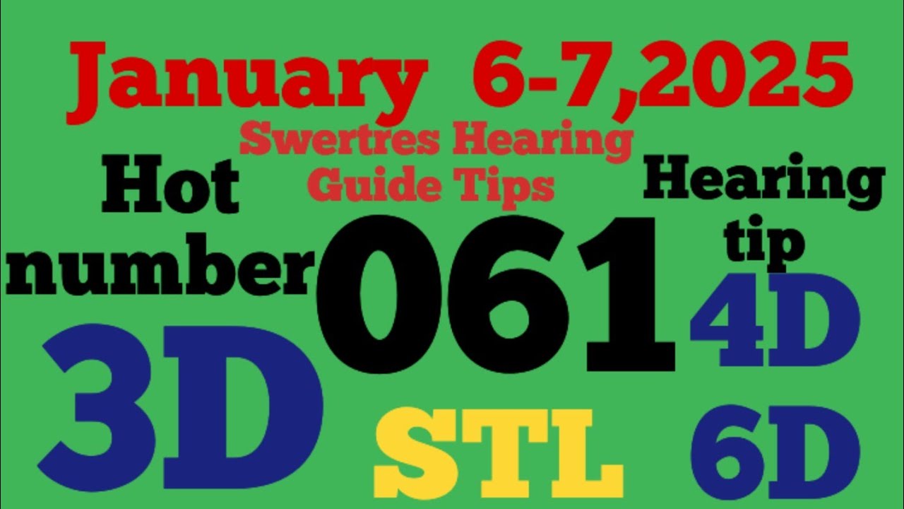 Swertres Hearing Guide Tips 3D 4D 6D and STL January 6-7,2025 - YouTube