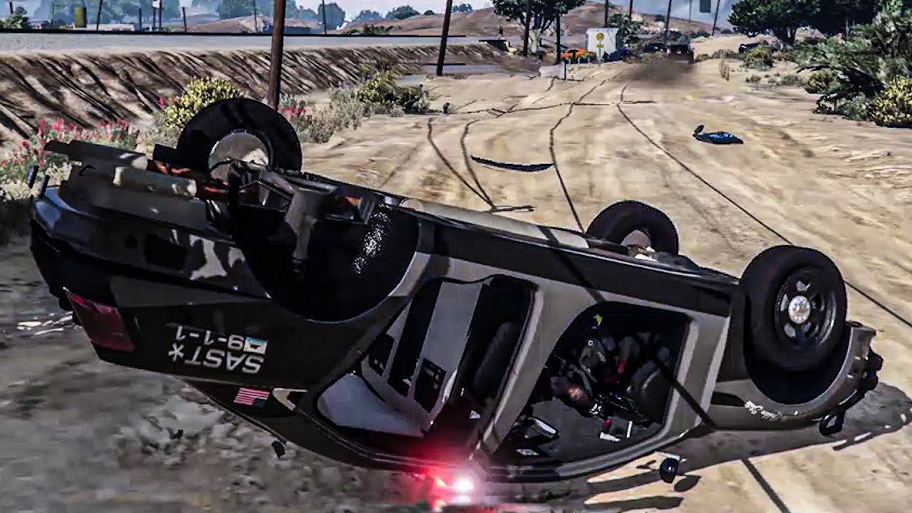 Cop Flips Car During Car Chase! |GTA RP FiveM Funny Moments - YouTube