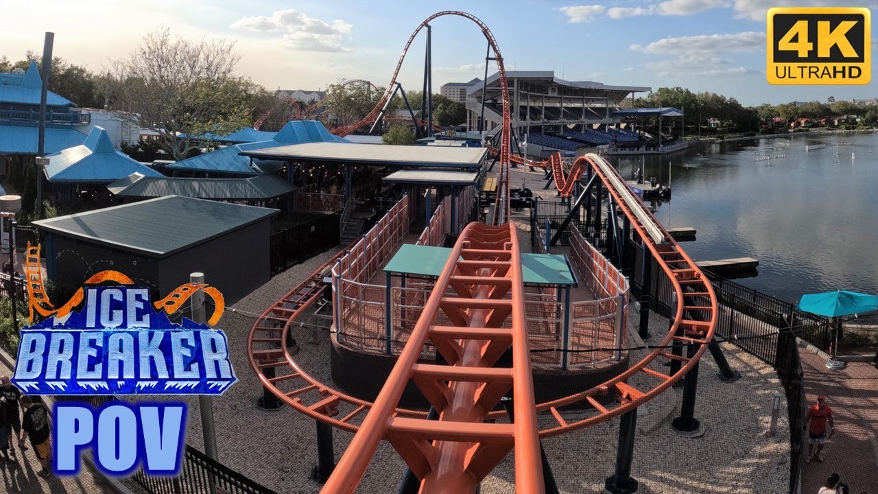 Ice Breaker POV (Front Row, 4K 60FPS), SeaWorld Orlando Premier Rides ...