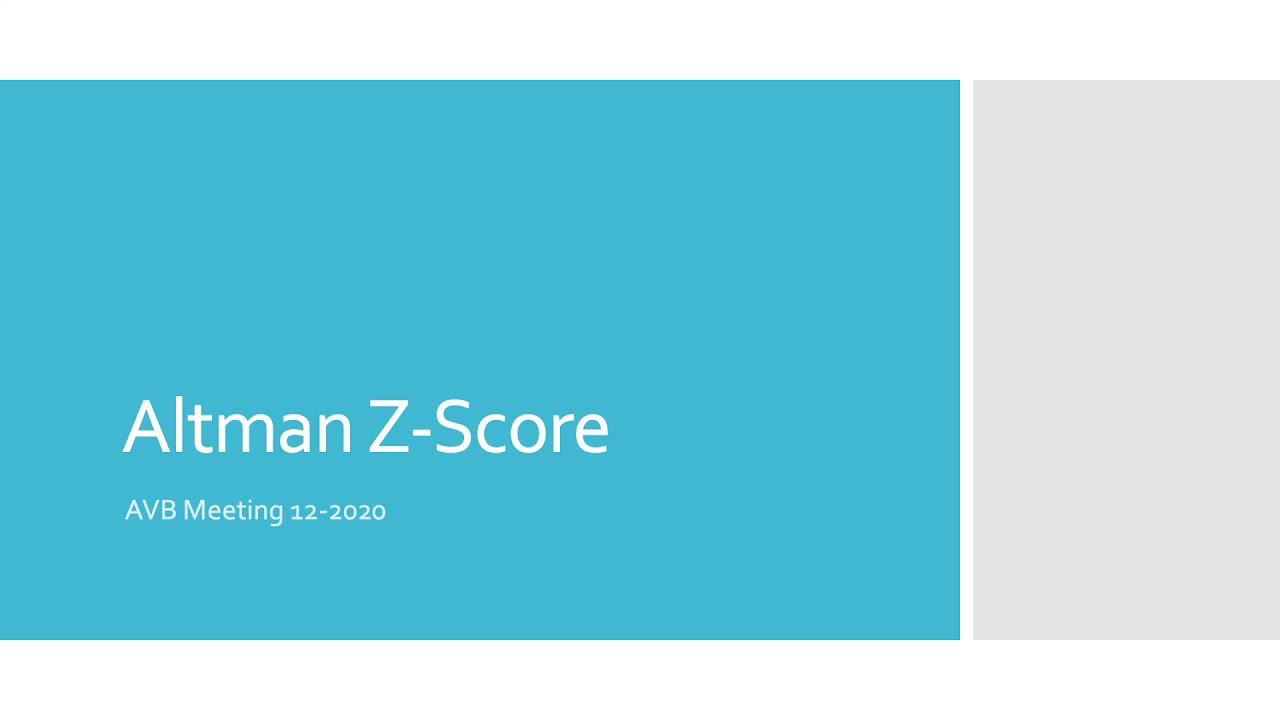 Altman's Z Score - YouTube