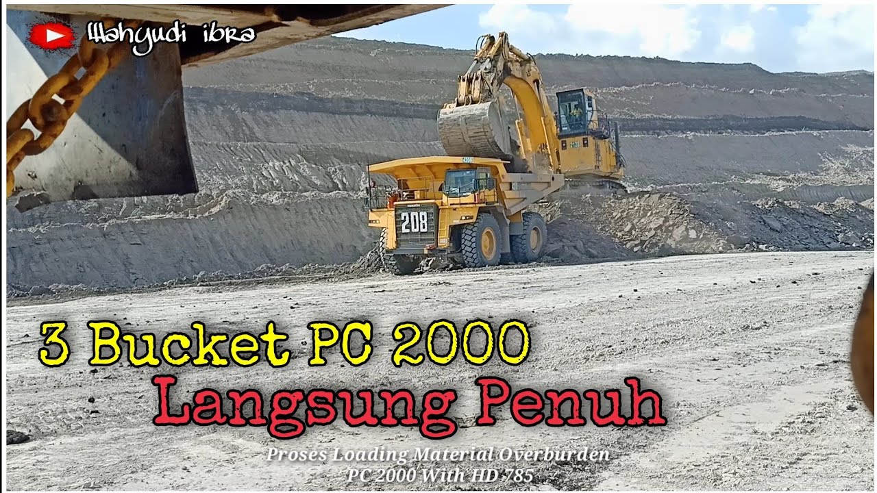 Excavator PC 2000 Loading Overburden To HD 785 Komatsu - YouTube
