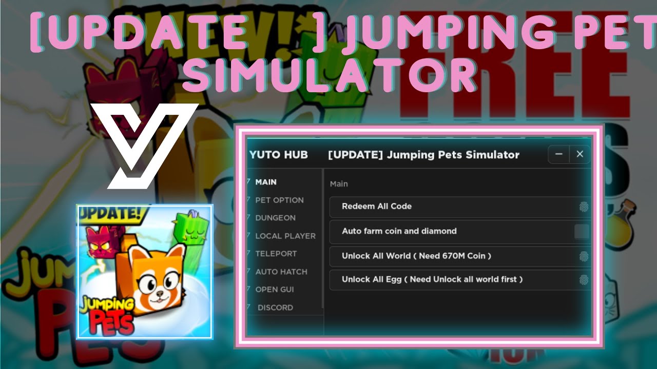 BEST SCRIPT For [UPDATE🌸]Jumping Pets Simulator Auto Farm Diamond and ...