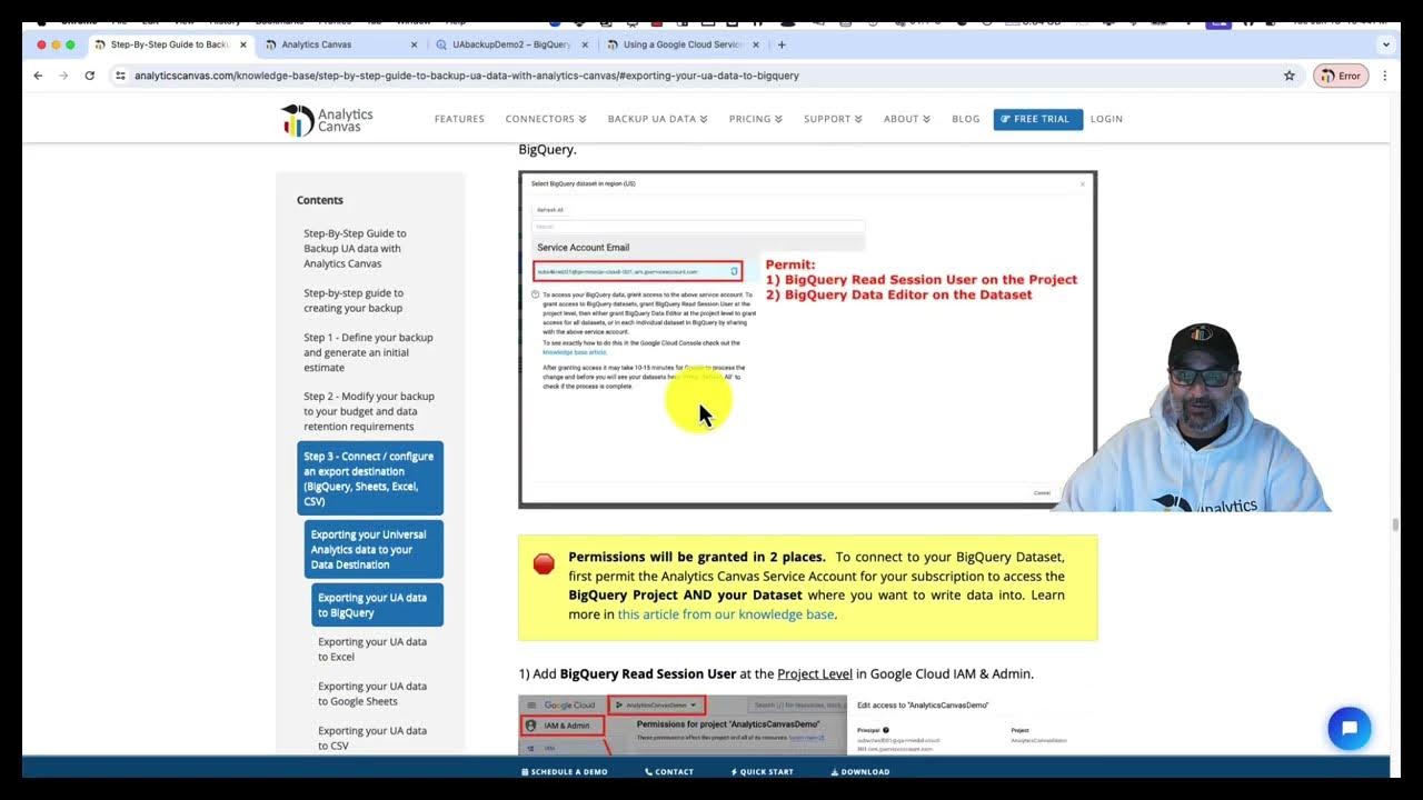 Setting up BigQuery to backup your Universal Analytics Data with Analytics Canvas - YouTube