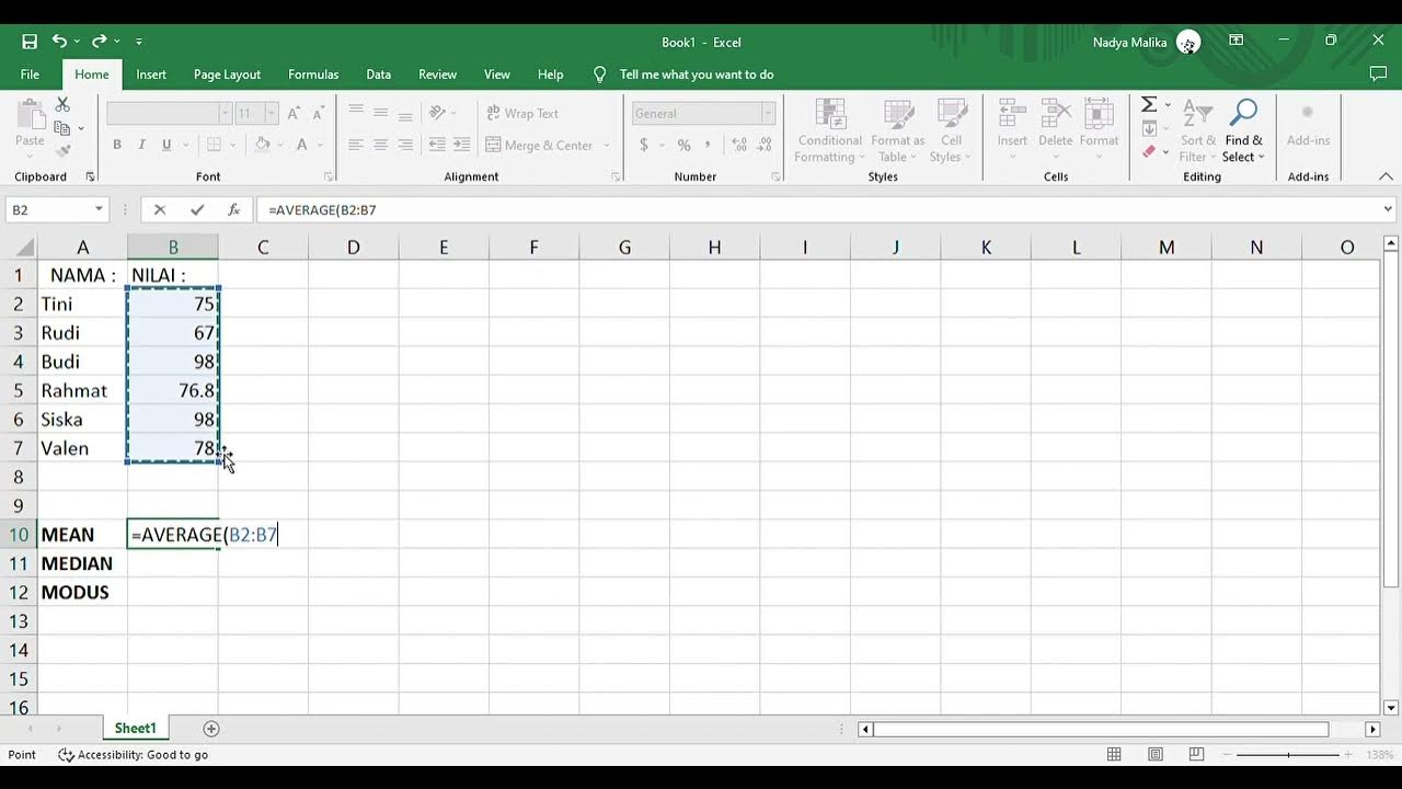 Menentukan Mean,Median, dan Modus di Microsoft Excel. - YouTube