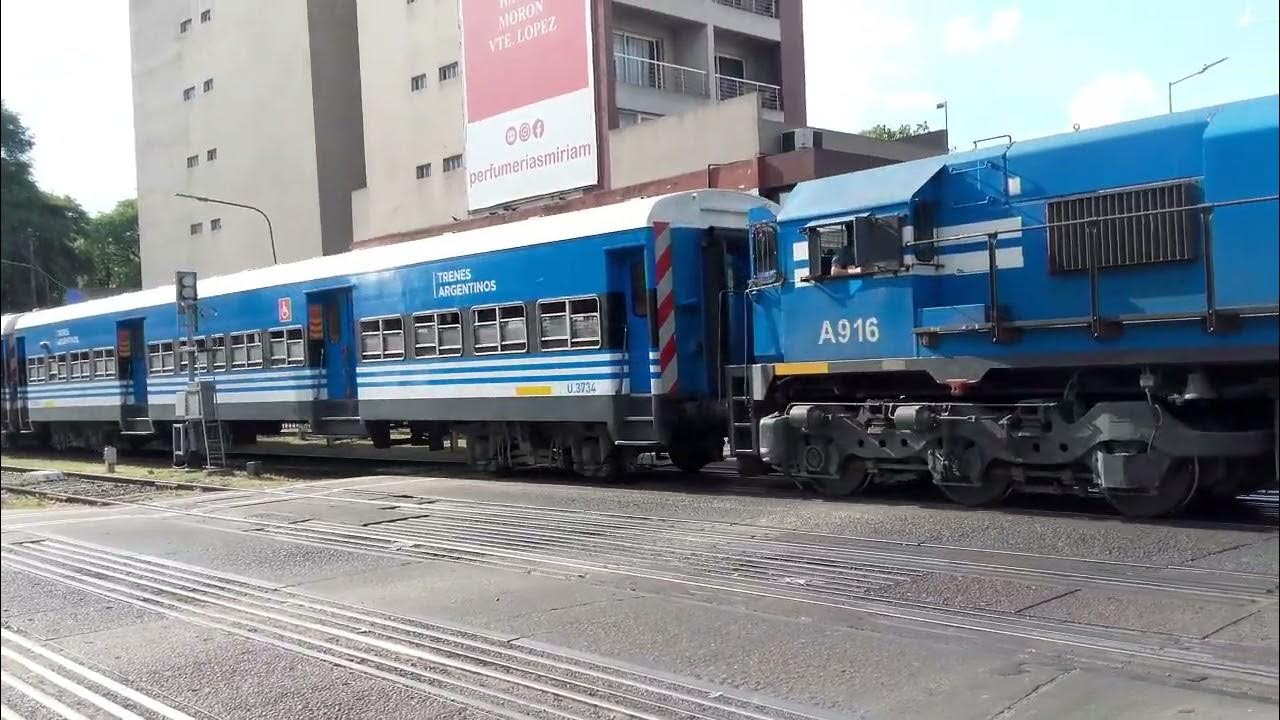 GM GT-22 CW-2 A916 con tren de pasajeros 4526 Haedo-Temperley de las 17 saliendo de Haedo - YouTube