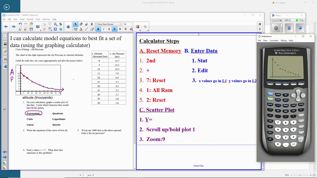 Exp Scatter Plot Graphing Calc - YouTube