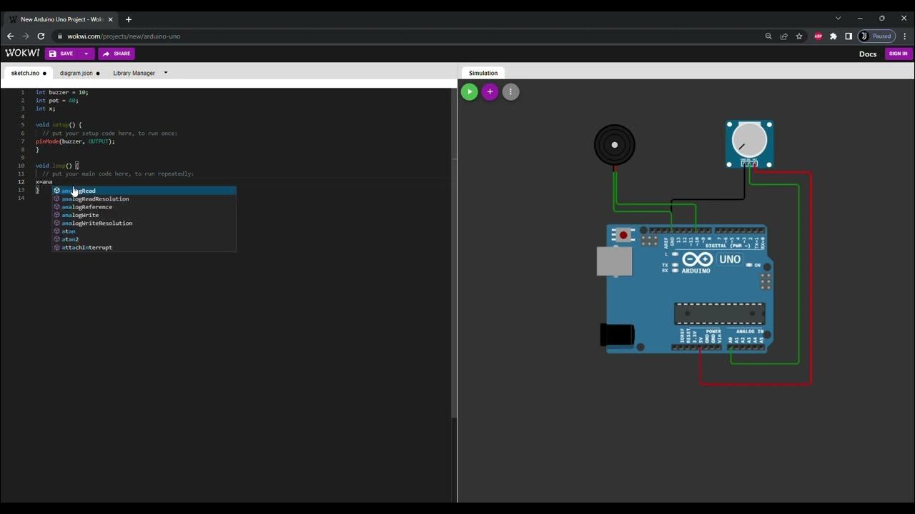 Menyalakan Buzzer dengan Potensiometer pada Buzzer dengan menggunakan ...