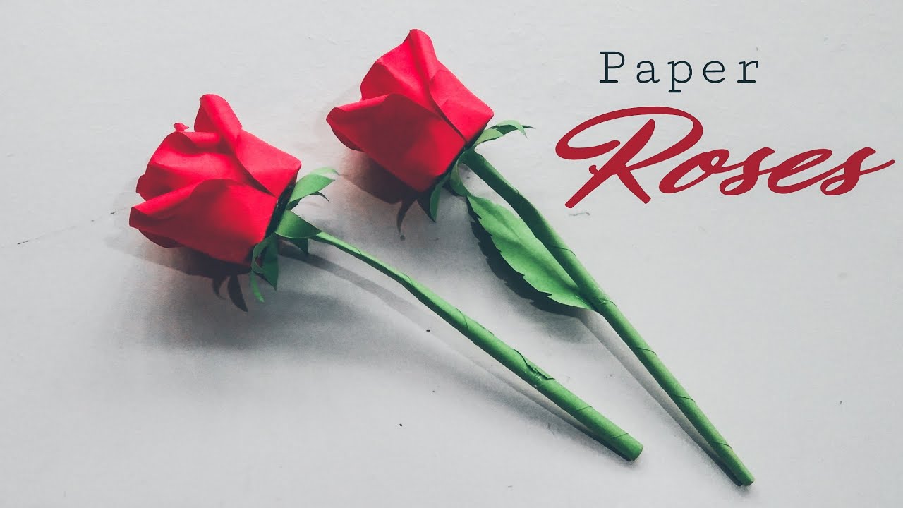 How To Make Very Easy and Simple Paper Roses - Red Rose For Valentine ...