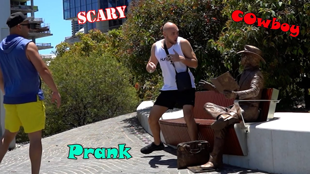 cowboy prank in Australia . funniest reactions. statue prank. luco ...