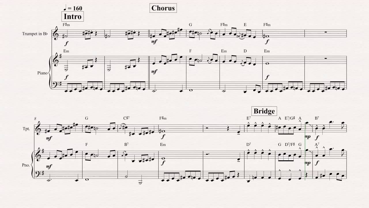Trumpet - The Munsters - Theme Song - Sheet Music, Chords, & Vocals ...