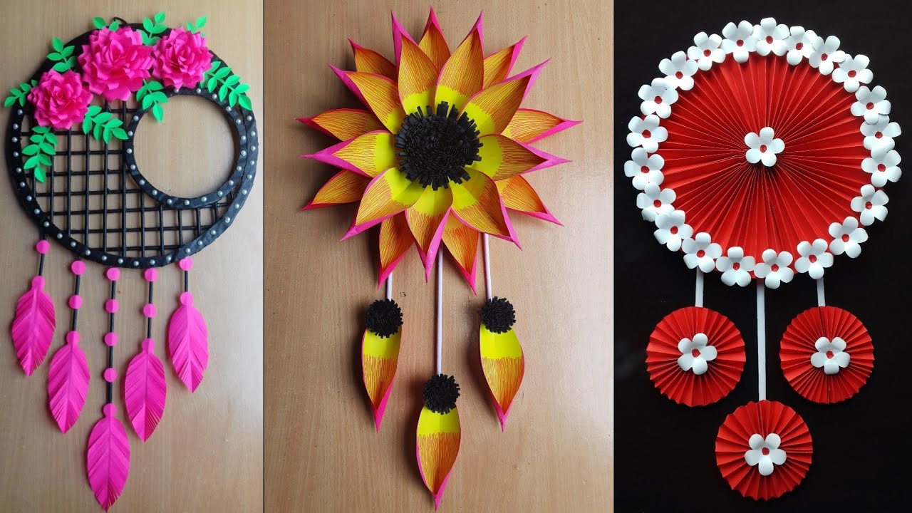 3 Beautiful Paper Flower Wall Decor Ideas | Paper Crafts | Home Decor ...