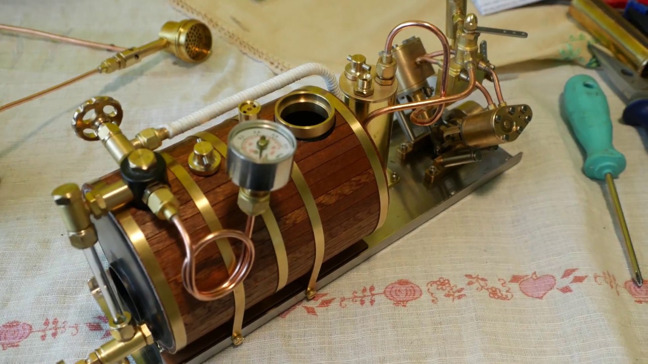 Microcosm Q2 V-twin steam engine - First short run on press. air ...