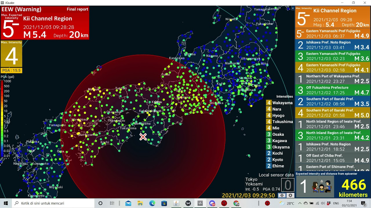 Kii Channel Earthquake (Jquake 02/12/2021) - YouTube