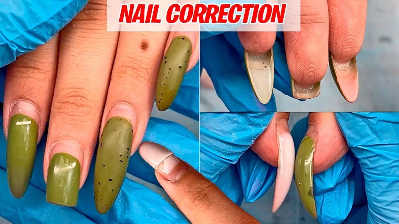 Fixing Crooked Acrylic Nails: Extension Correction Tips - YouTube