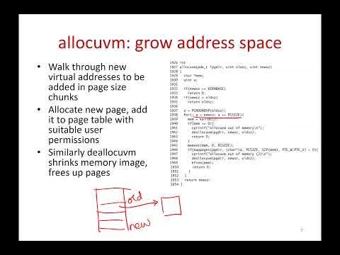 Operating Systems Lecture 28: Memory management of user processes in xv6 - YouTube
