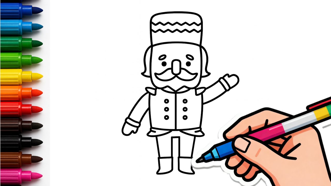 How to Draw a Nutcracker Soldier | Easy Christmas Drawing for Kids ...